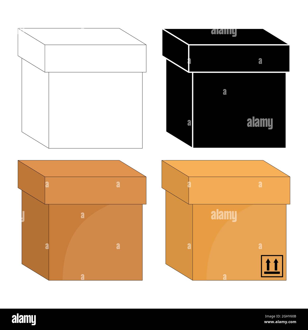 Cardboard box. Closed package set. Delivery symbol or icon. Vector ...