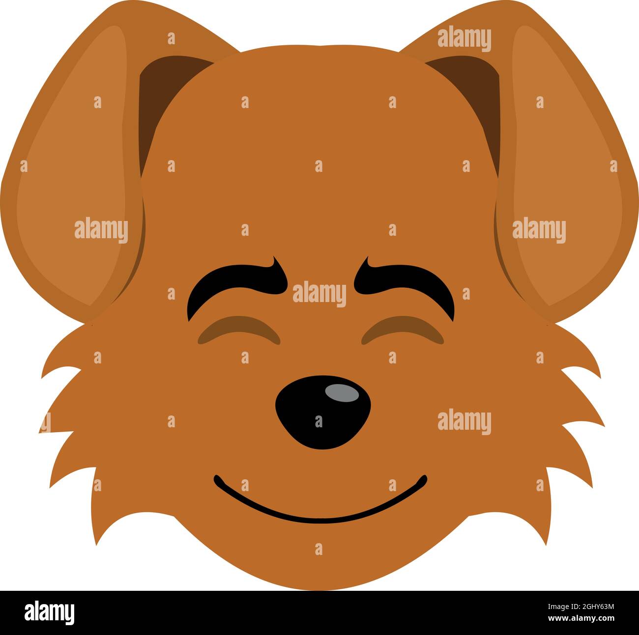 Vector emoticon illustration of a cartoon dog's face with a happy ...