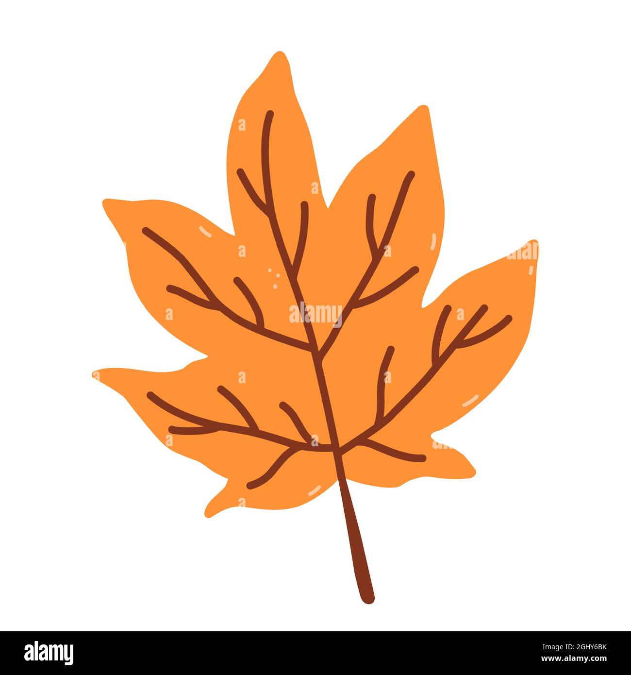 Autumn orange leaf isolated on white background. Vector hand-drawn ...
