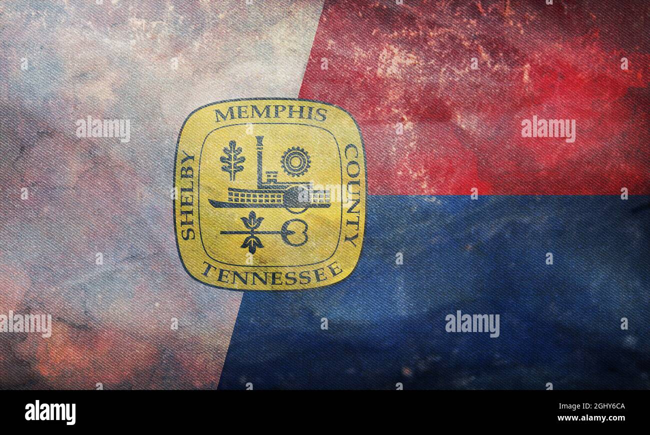 Top view of retro flag of Memphis, Tennessee with grunge texture. Flag ...