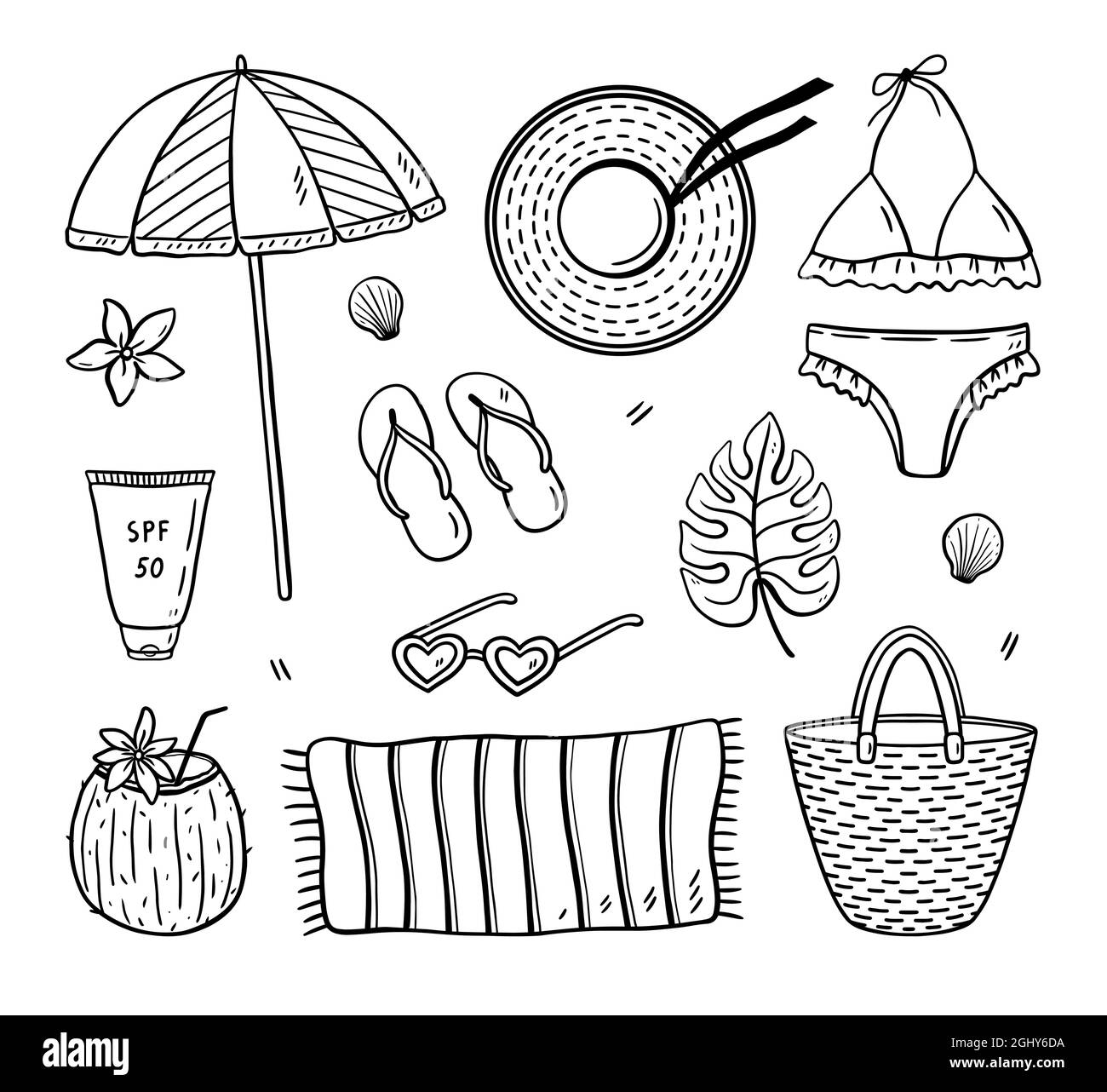 Coloring Pages Sun Umbrella Sunscreen Sunglasses