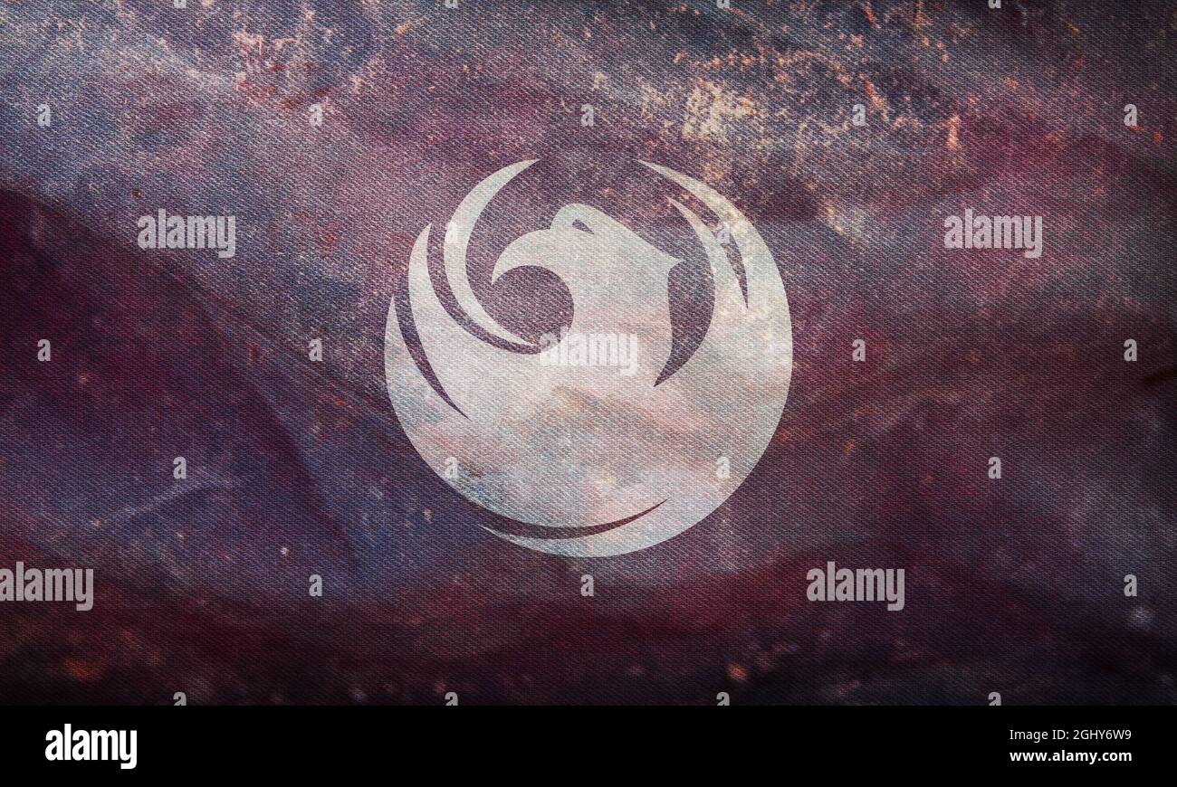 Top view of retro flag of Phoenix, Arizona with grunge texture. Flag ...