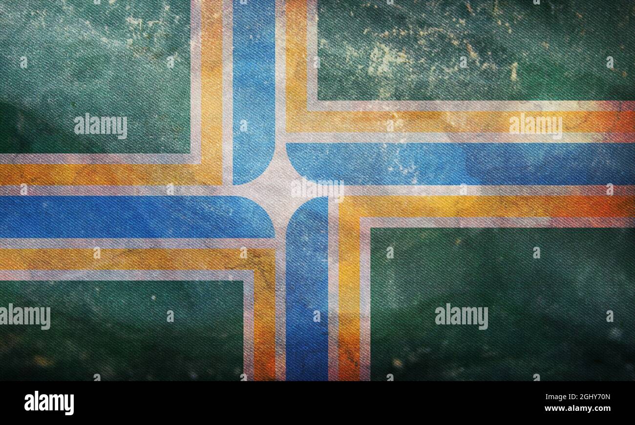 Top view of retro flag of Portland, Oregon with grunge texture. Flag ...