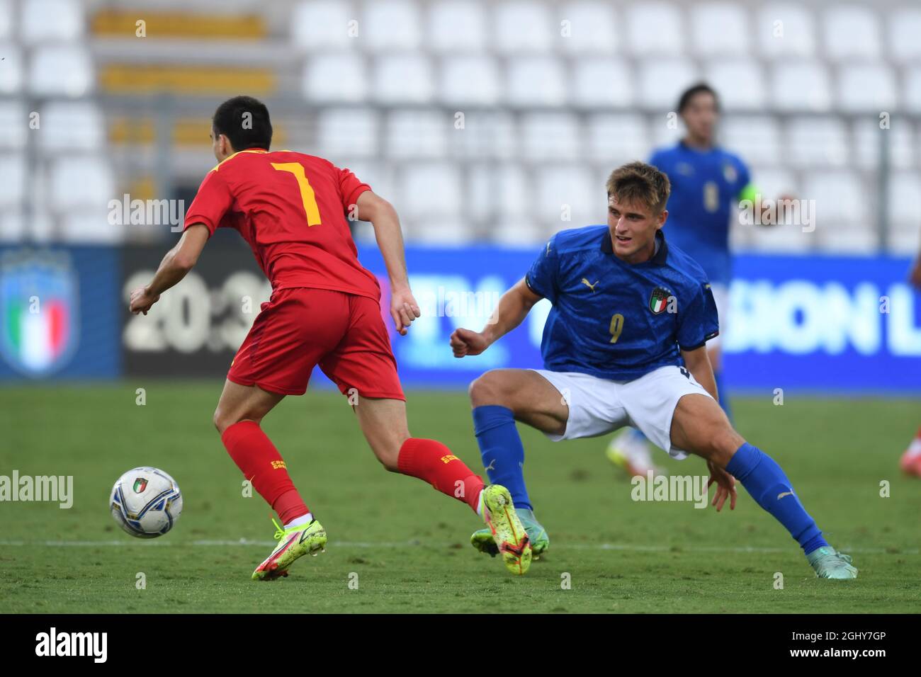 Nikola Janjic (Montenegro)Lorenzo Colombo (Italy) during the Uefa Under ...