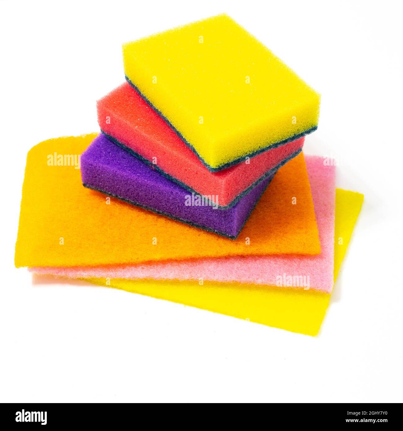 foam sponges for cleaning the house and washing dishes, the concept of ...