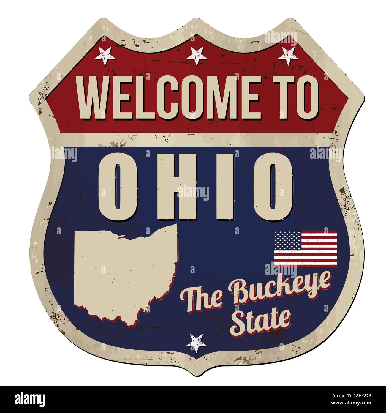 Welcome to Ohio vintage rusty metal sign on a white background, vector ...