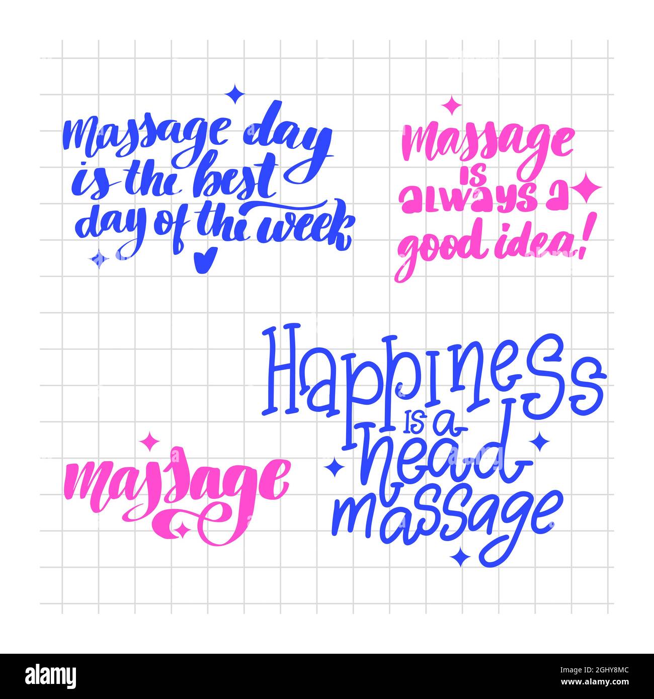 Massage lettering set. Handwritten stock lettering typography Stock ...