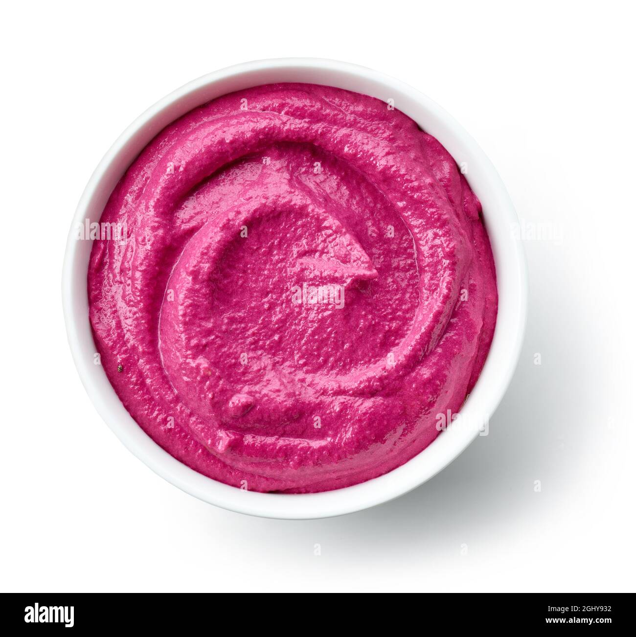 bowl of beetroot hummus isolated on white background, top view Stock ...