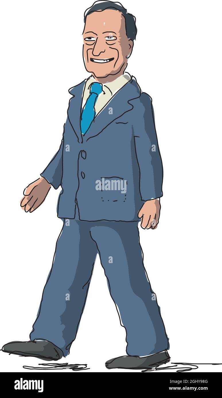 Caricature drawing of the Prime Minister of the Italian Republic, Mario ...