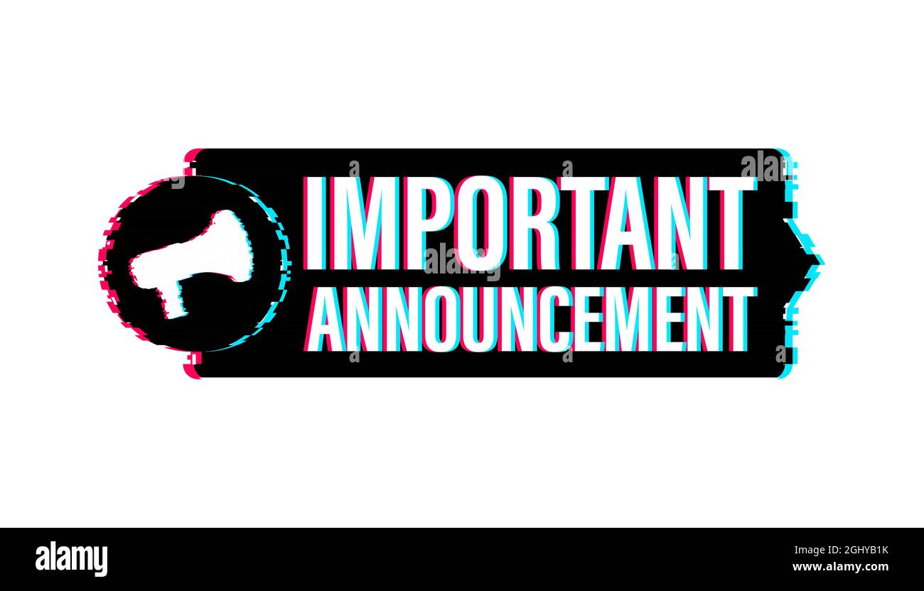 Megaphone with important announcement. Glitch icon. Megaphone banner ...