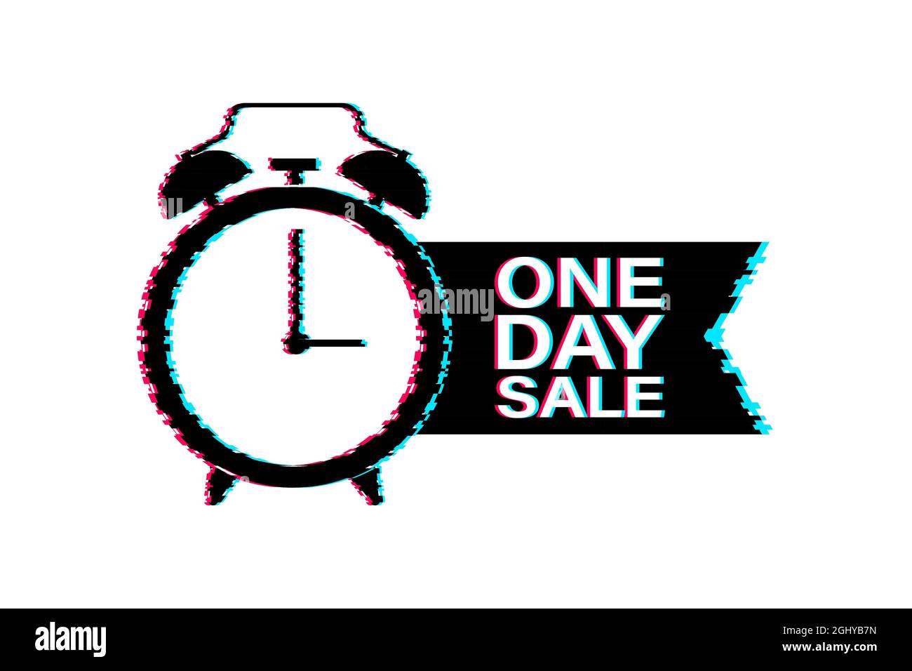 One day Sale. Special offer price sign. Glitch icon. Advertising ...