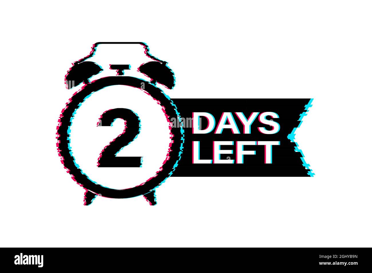 2 Days left. Glitch icon. Time icon. Count time sale. Vector stock illustration Stock Vector ...