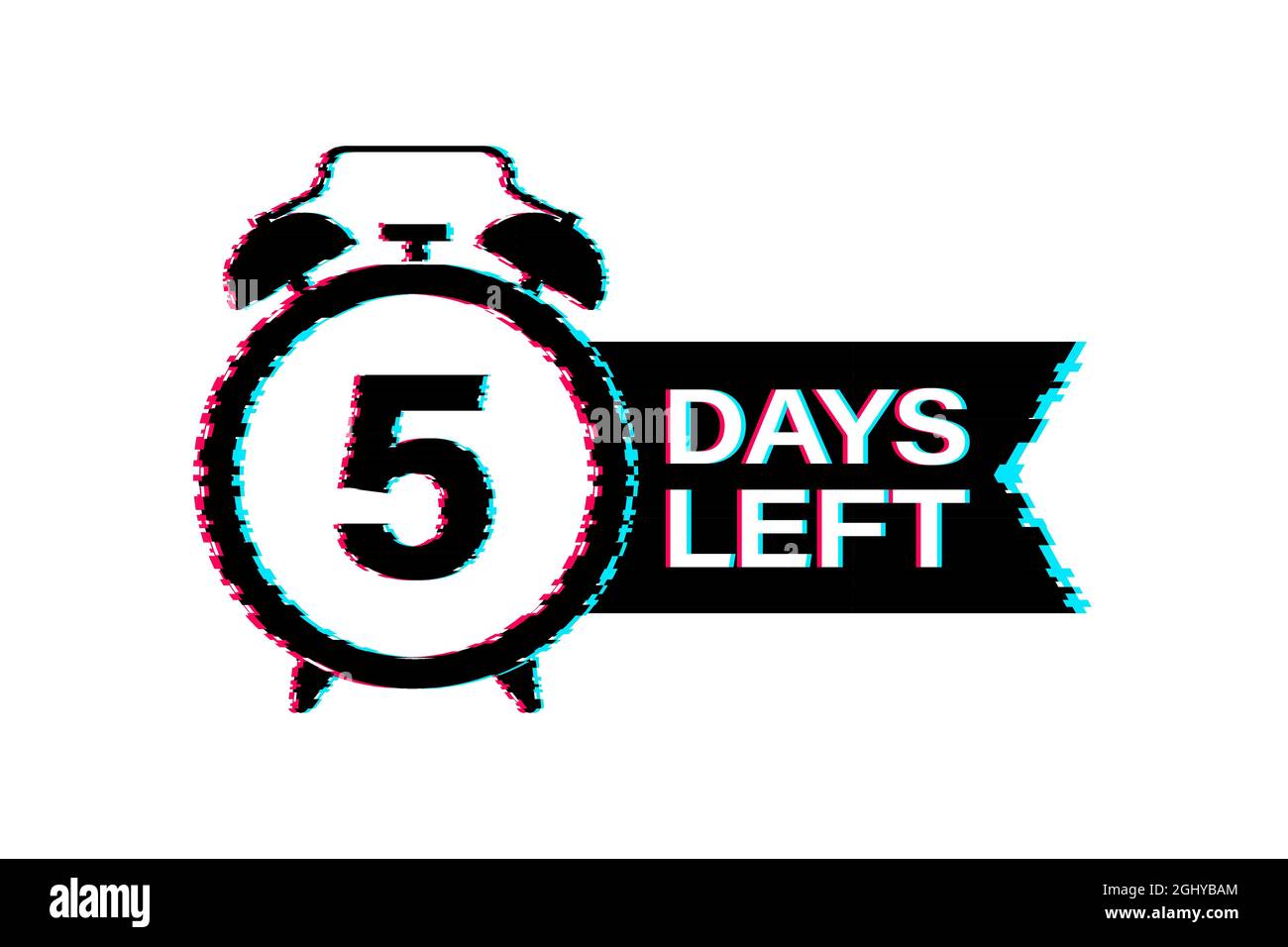5 Days left. Glitch icon. Countdown timer sign. Time icon. Count time ...