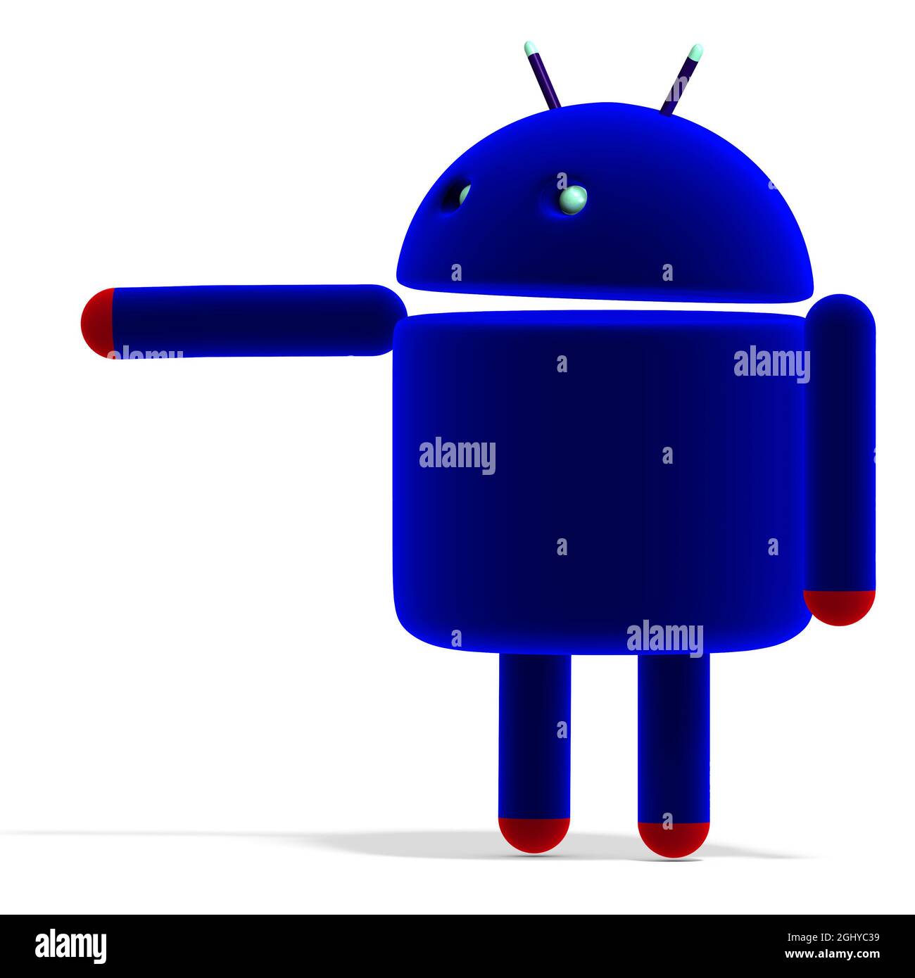 3D-illustration of a cute and funny cartoon rubber android. isolated ...