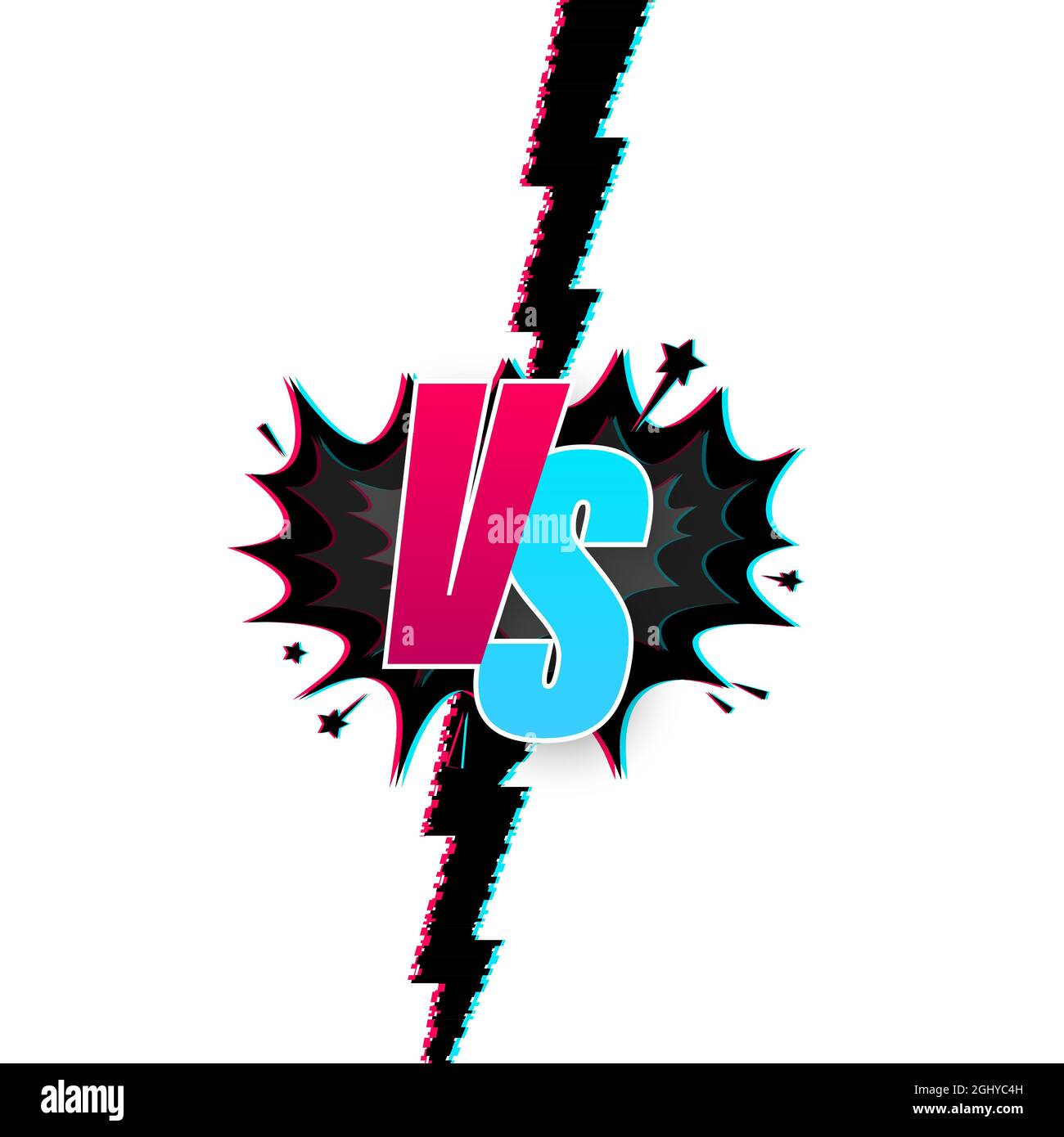 Vintage cartoon advertising with vs pop style. Cartoon style. Glitch ...