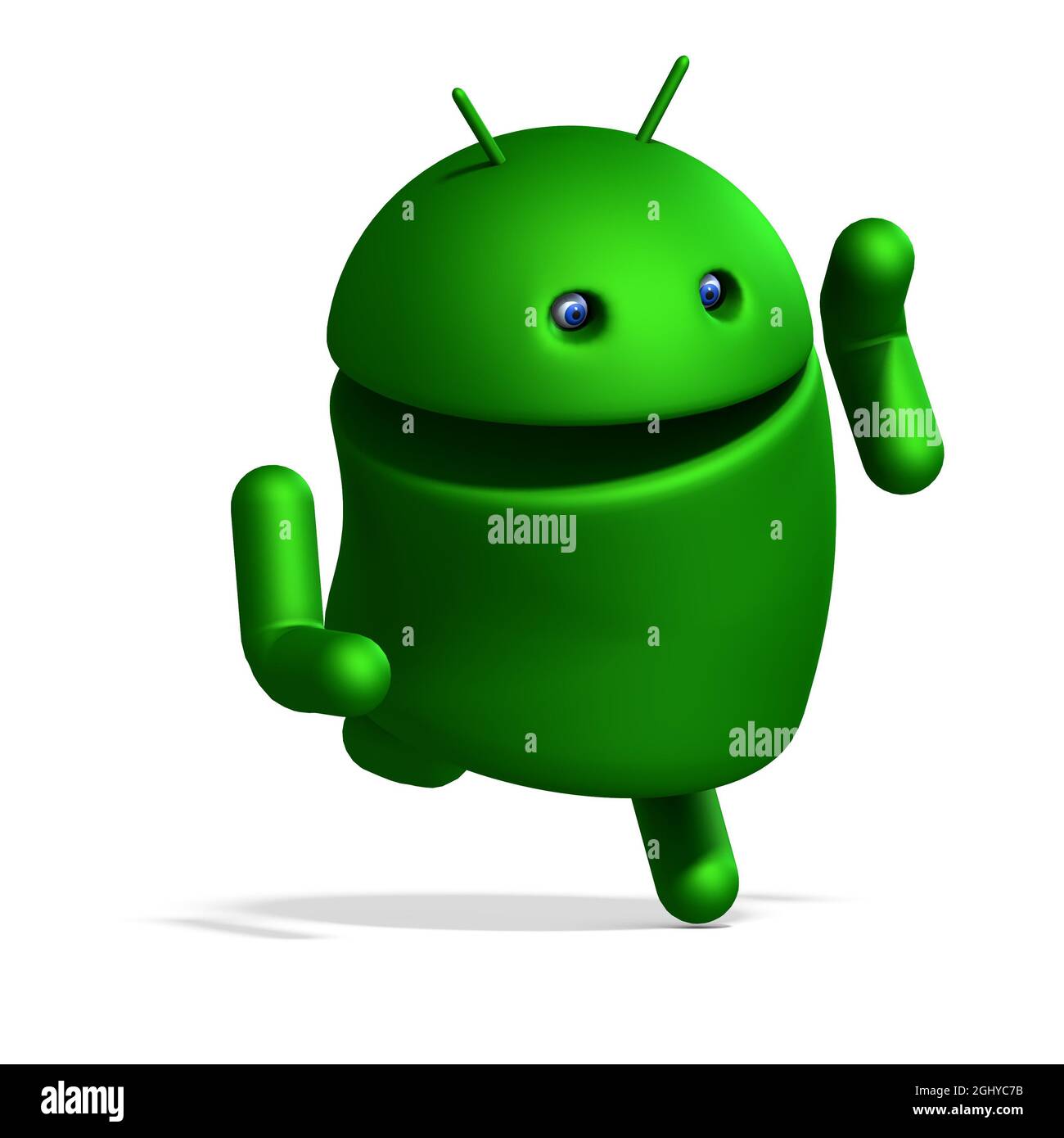 3D-illustration of a cute and crazy cartoon android. isolated rendering ...