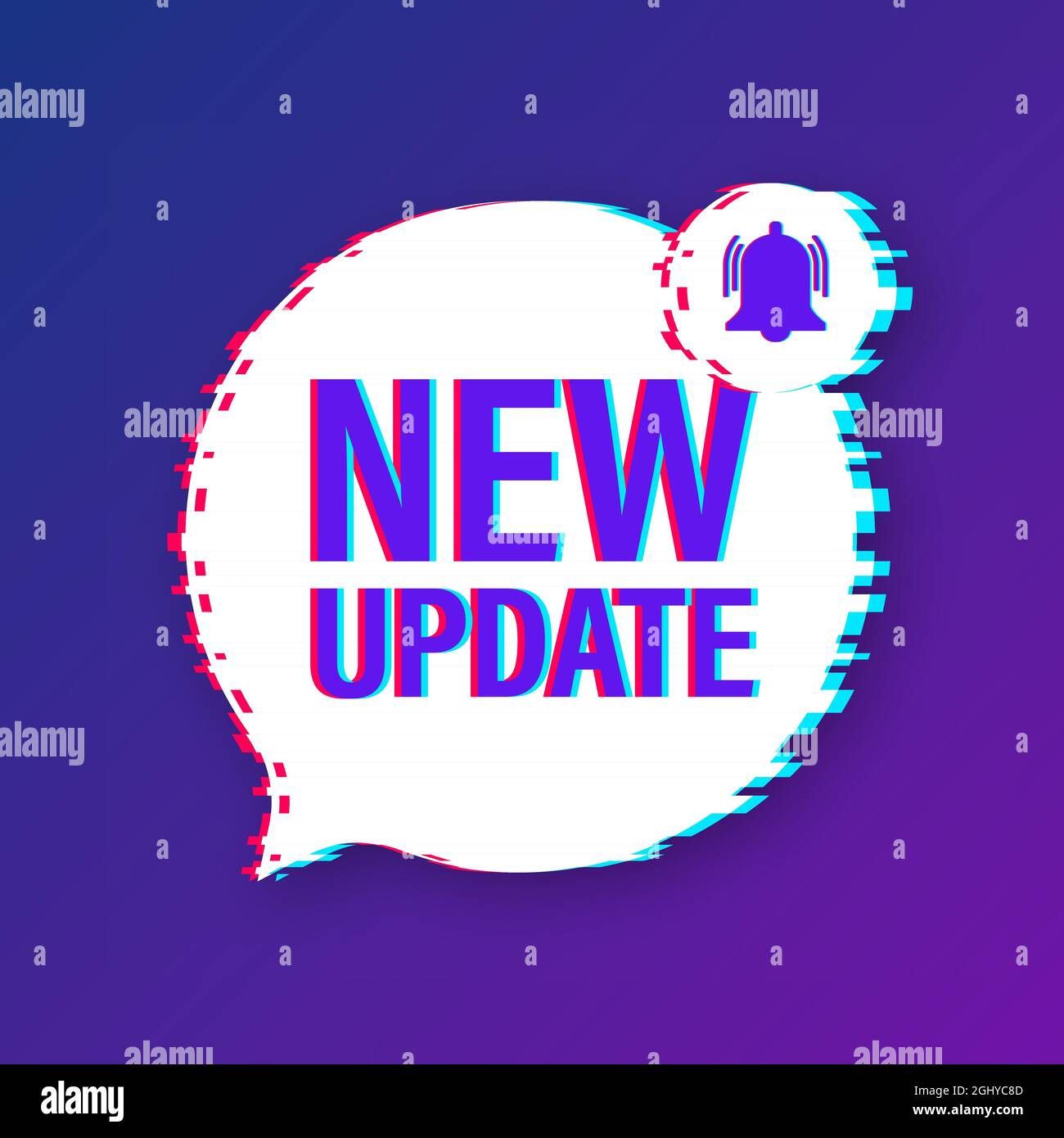 New update banner in modern style. Web design. Glitch icon. Vector ...