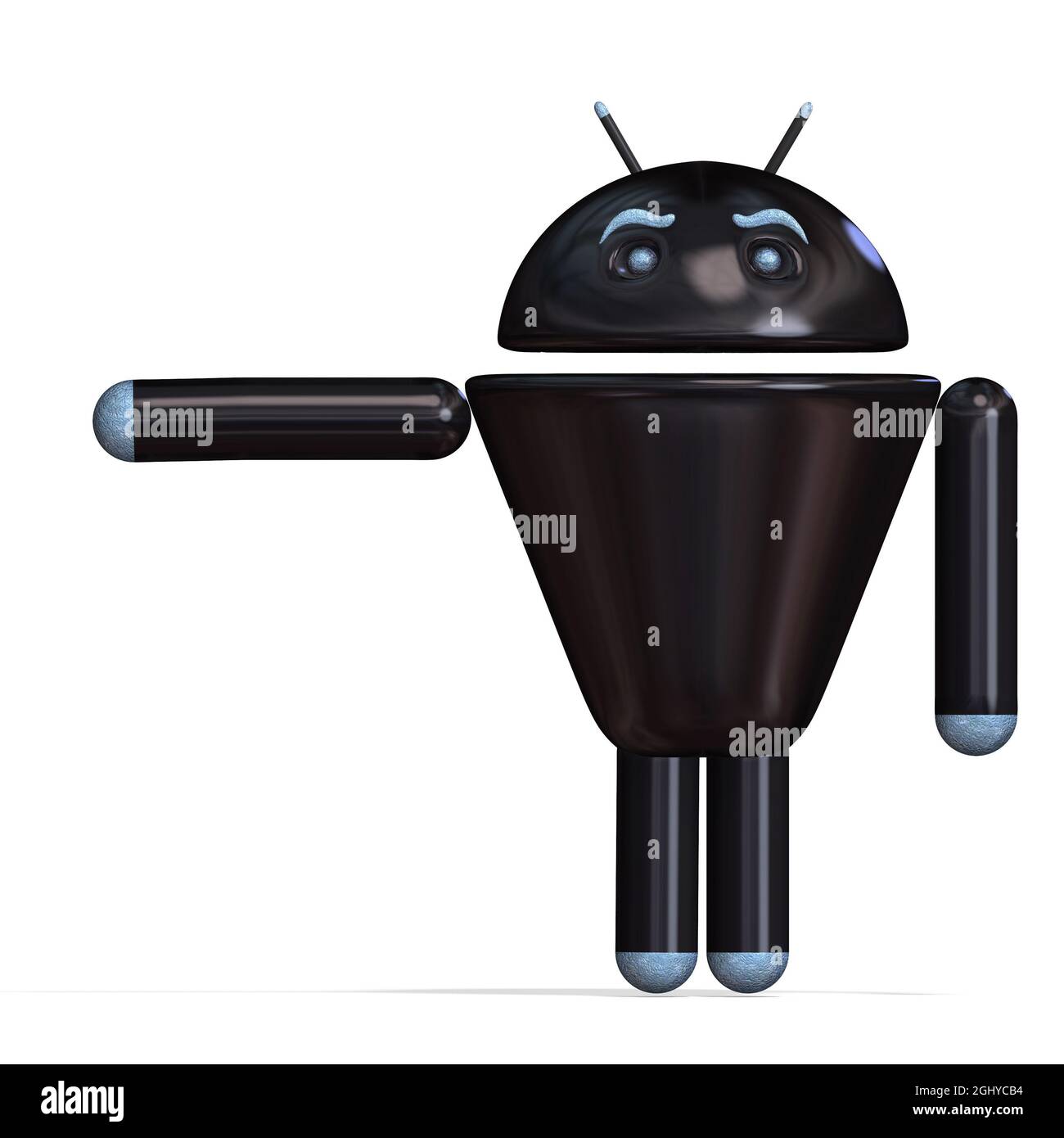 3D-illustration of a cute and funny black cartoon android. isolated ...