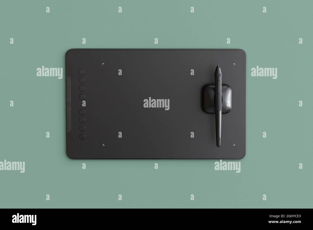 Calculator on green background. Back to school Stock Photo - Alamy