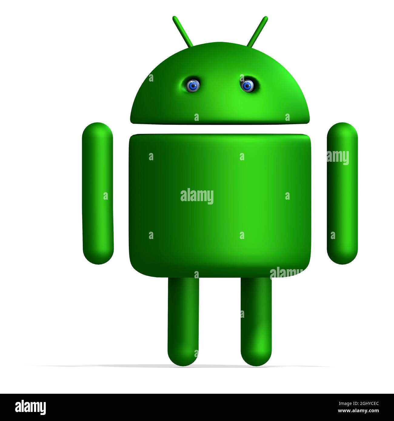 3D-illustration of a cute and funny cartoon android. isolated rendering ...