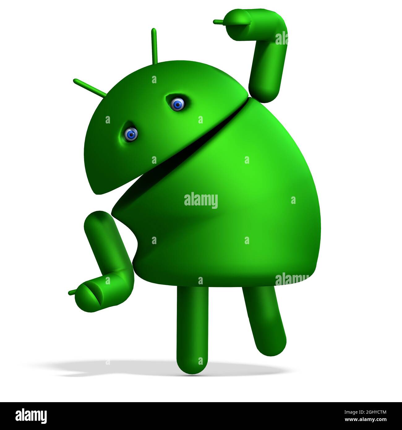 3D-illustration of a cute and funny cartoon android. isolated rendering ...