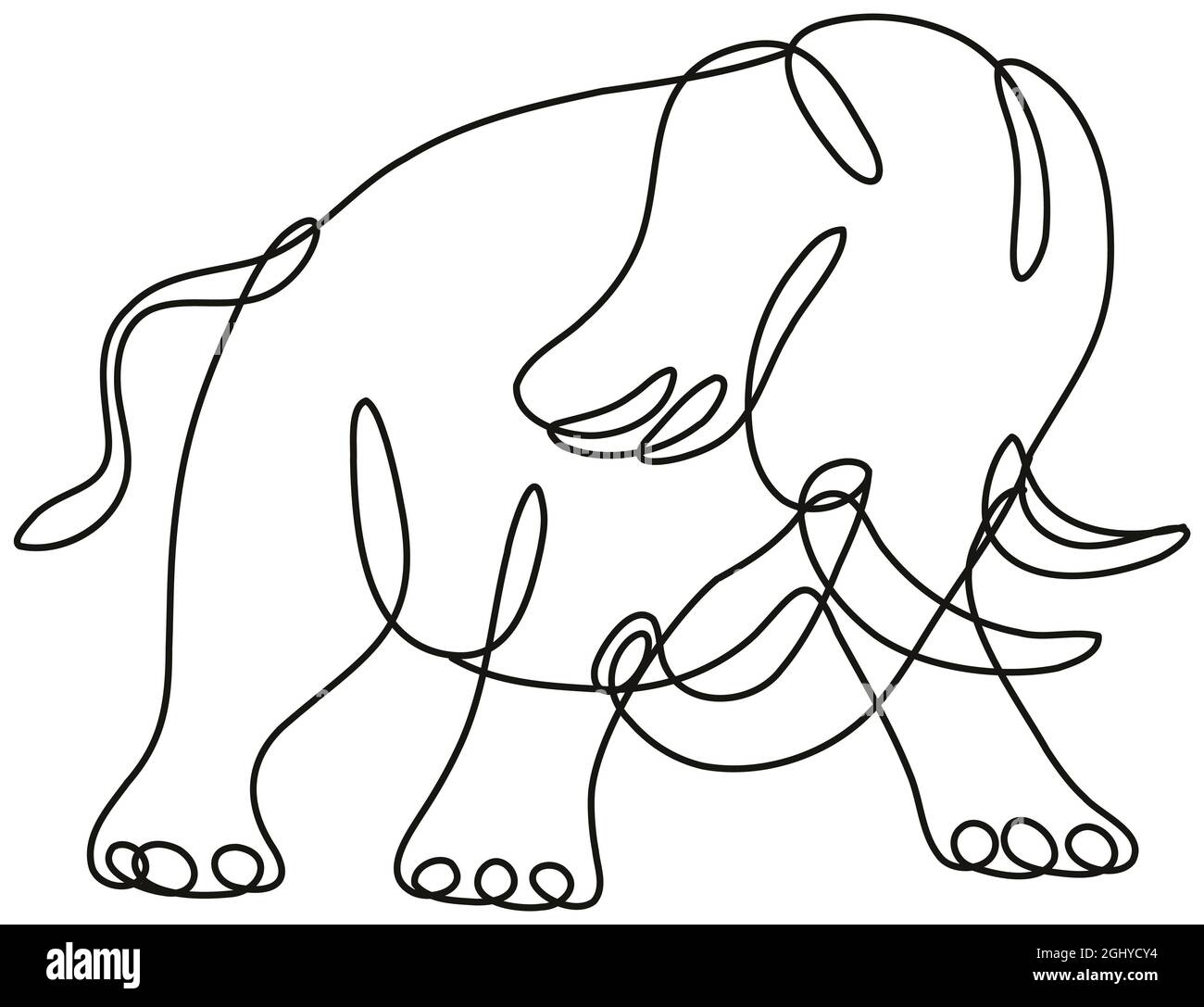 African Elephant Charging Side View Continuous Line Drawing Stock Photo ...