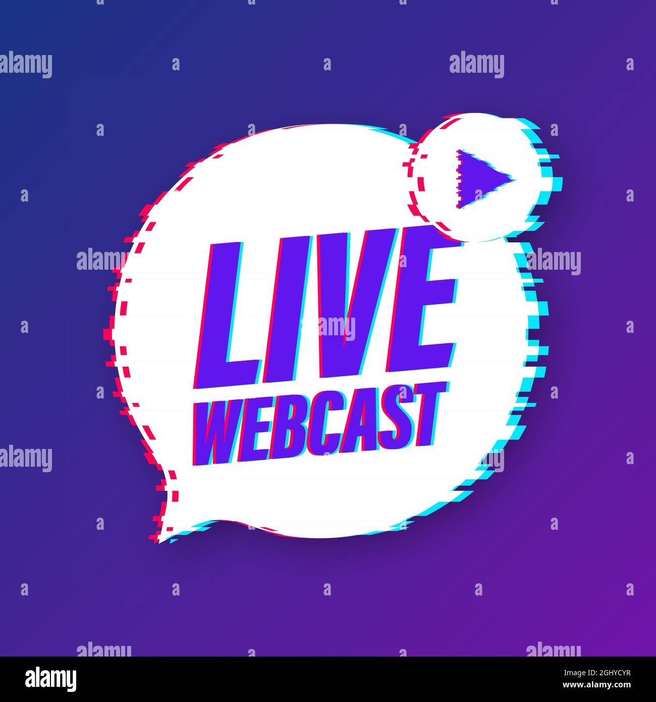 Live Webcast Button, icon, emblem. Glitch icon. Vector stock ...
