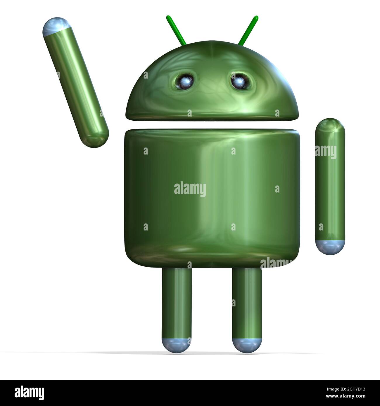 3D-illustration of a cute and funny cartoon android. isolated rendering ...