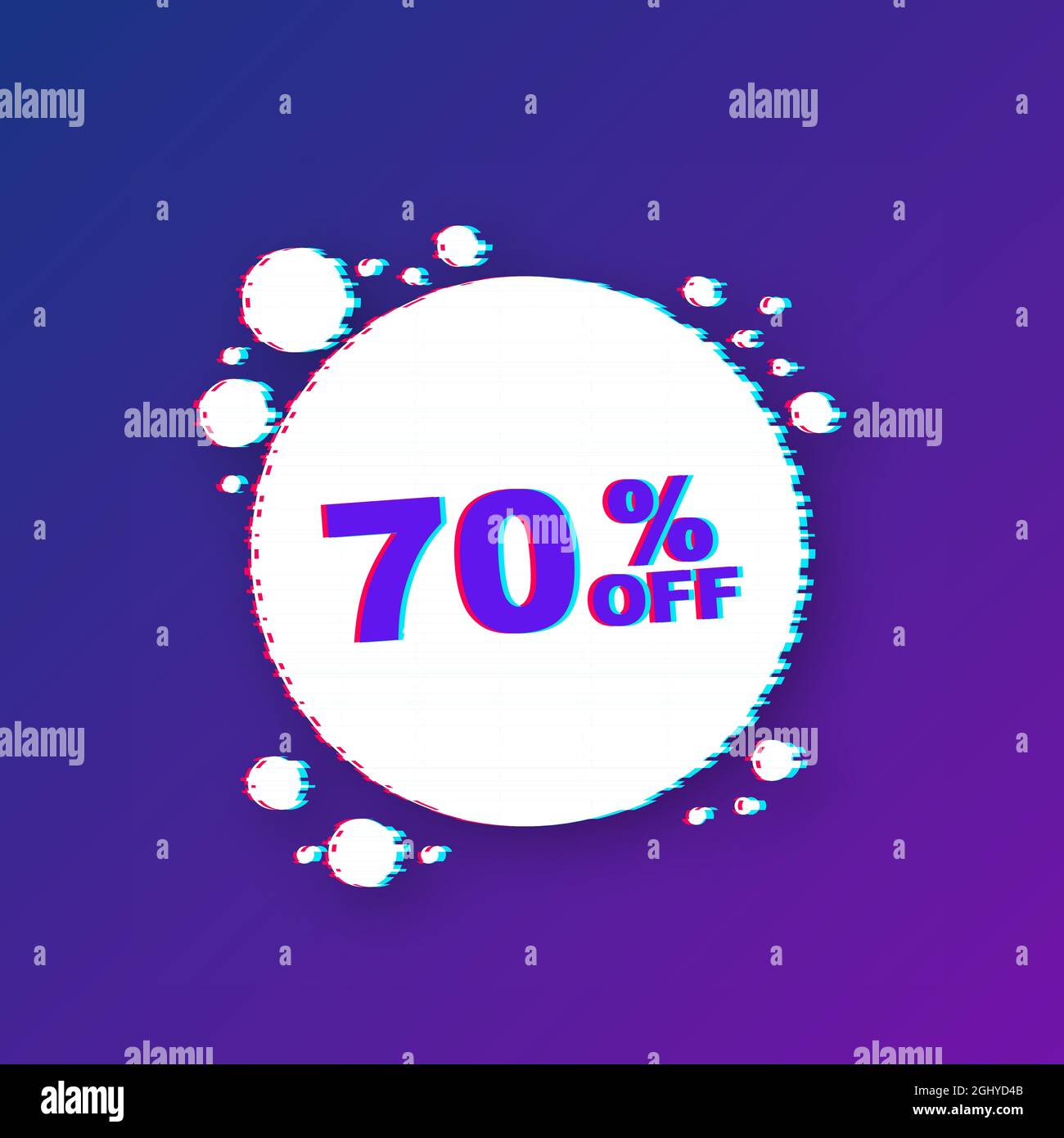 70 percent OFF Sale Discount Banner. Glitch icon. Discount offer price ...