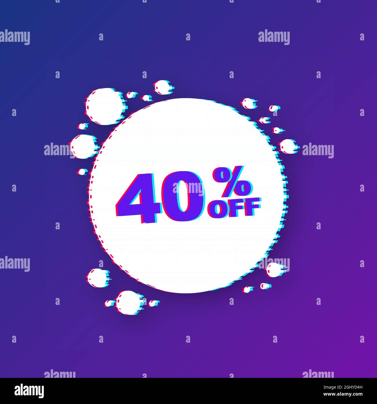 40 percent OFF Sale Discount Banner. Glitch icon. Discount offer price ...
