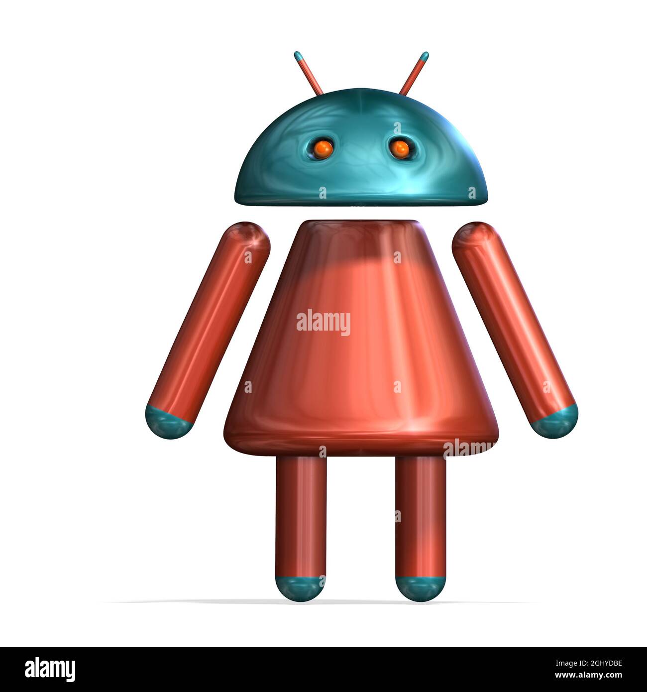 3D-illustration of a cute and funny cartoon android. isolated rendering ...