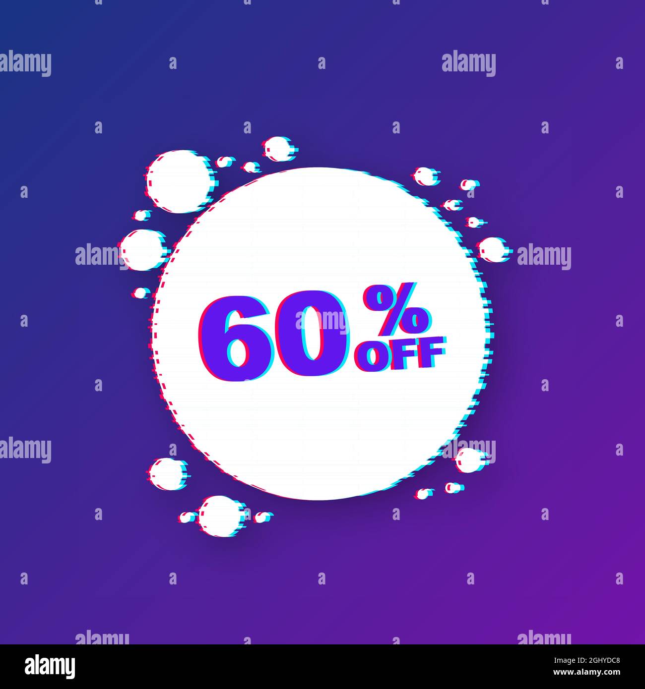 60 percent OFF Sale Discount Banner. Glitch icon. Discount offer price ...