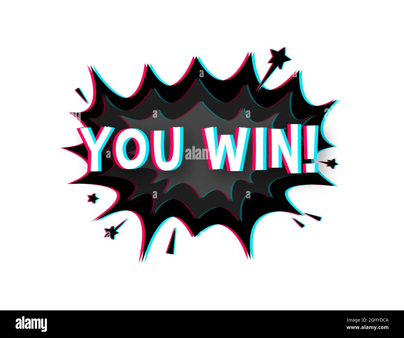 Comic speech bubbles with text You win. Glitch icon. Symbol, sticker ...