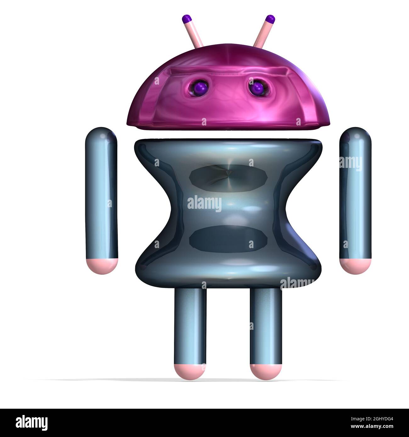 3D-illustration of a cute and funny cartoon android. isolated rendering ...