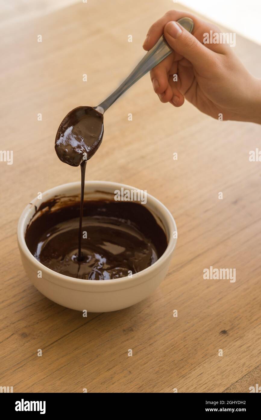 Closeup shot dripping chocolate hi-res stock photography and images - Alamy