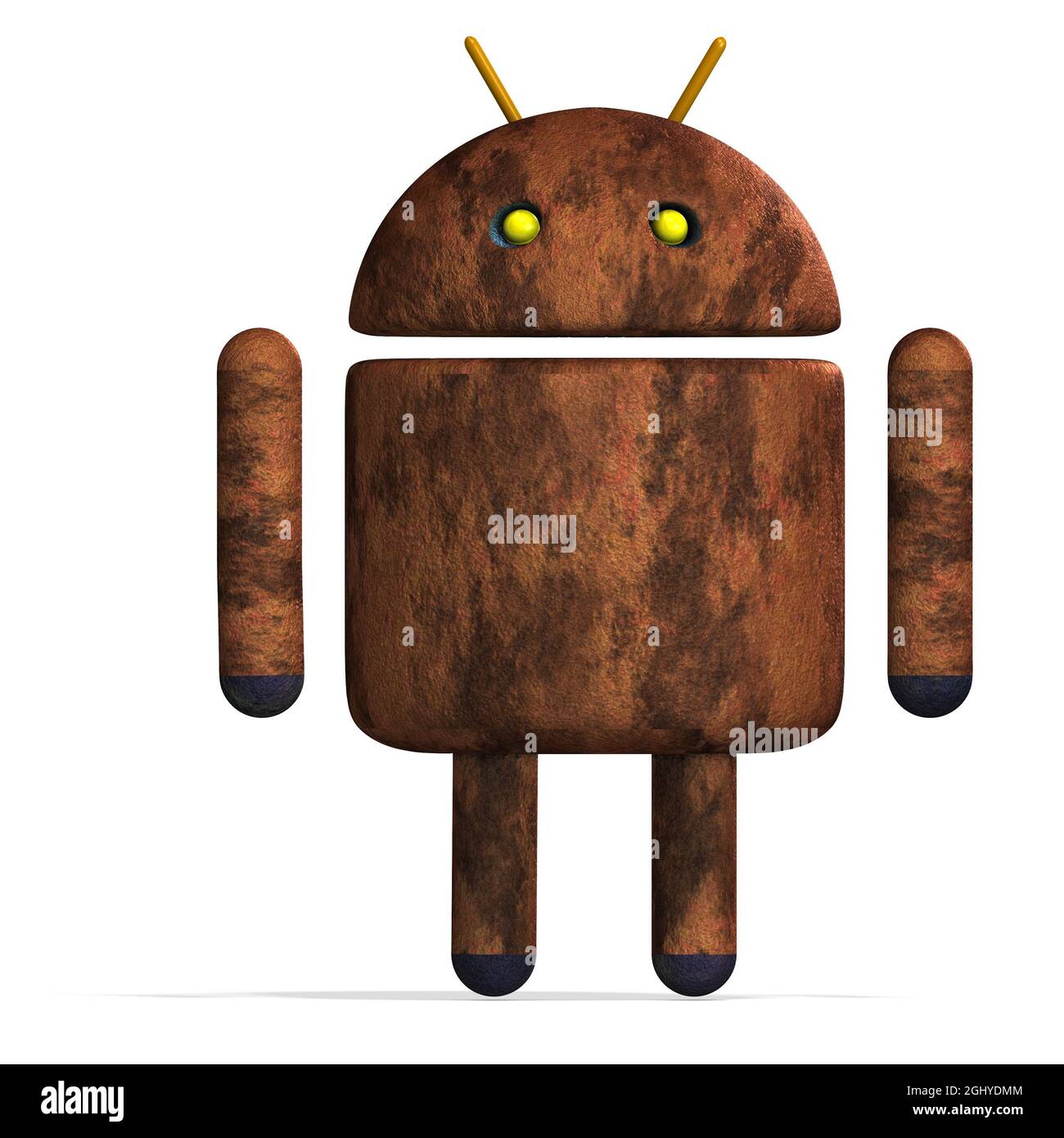 3D-illustration of a cute and funny rusty cartoon android. isolated ...