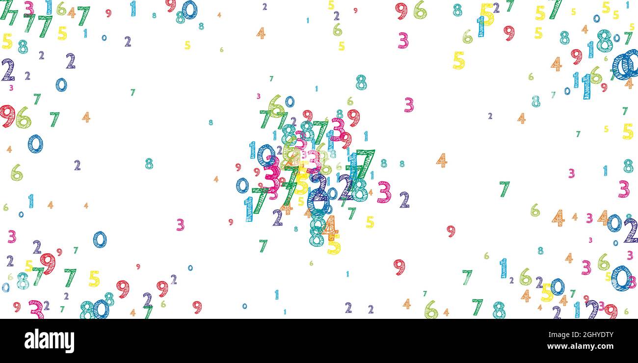 Falling colorful orderly numbers. Math study concept with flying digits ...