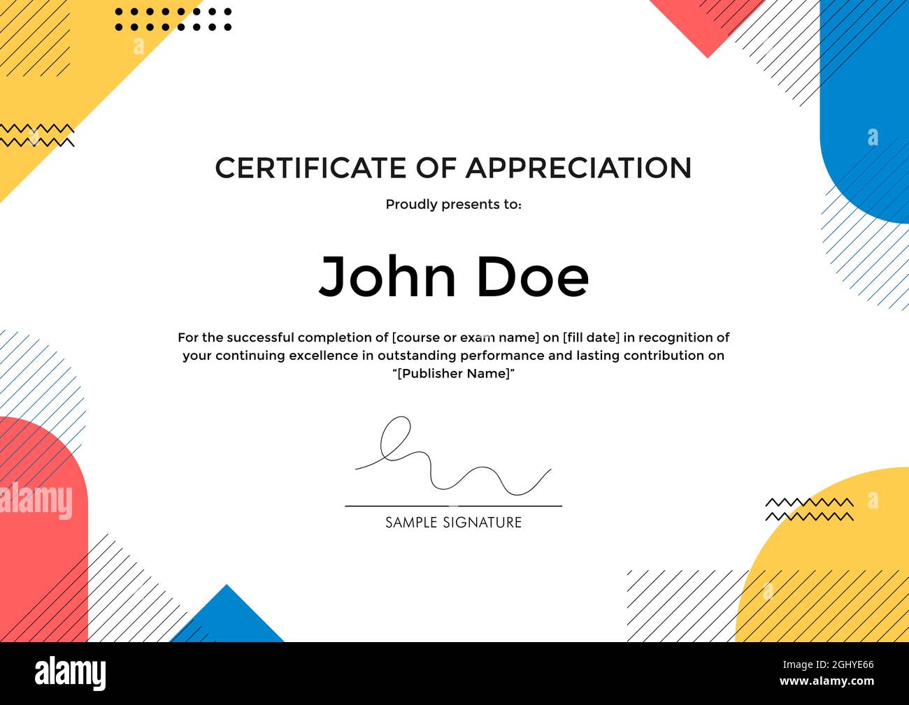 Certificate of Appreciation template with abstract geometric memphis ...