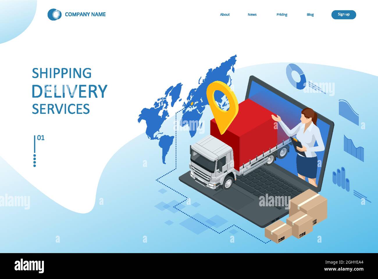 Isometric Logistics and Delivery concept. Delivery home and office ...