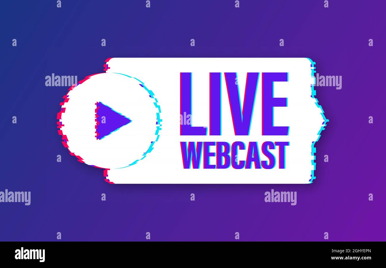 Live Webcast Button, icon, emblem. Glitch icon. Vector stock ...