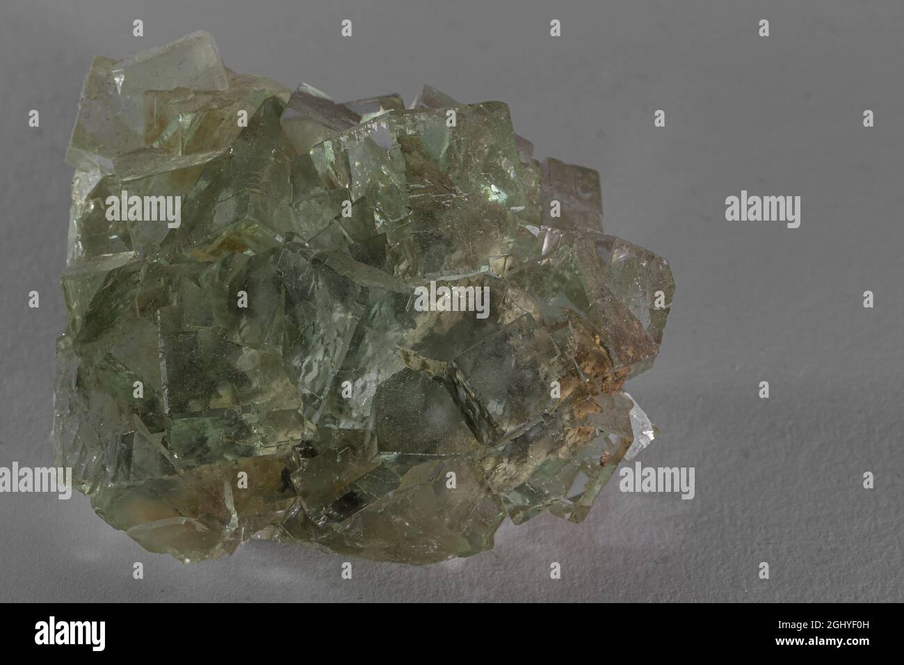fluorite mineral sample with green and cubic crystals Stock Photo - Alamy