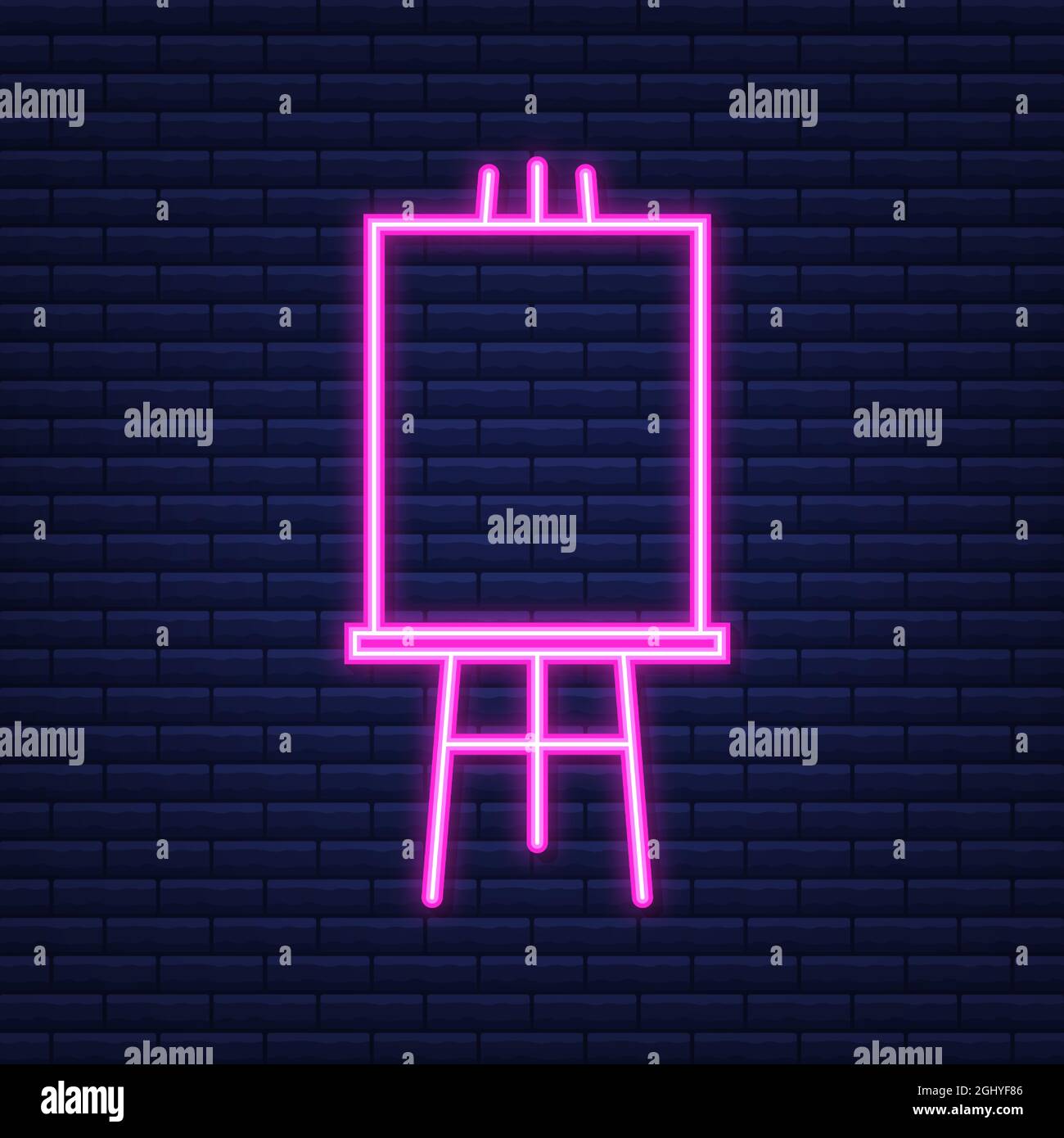 Easels with Mock Up Empty Blank Square. Neon icon. Vector illustration ...