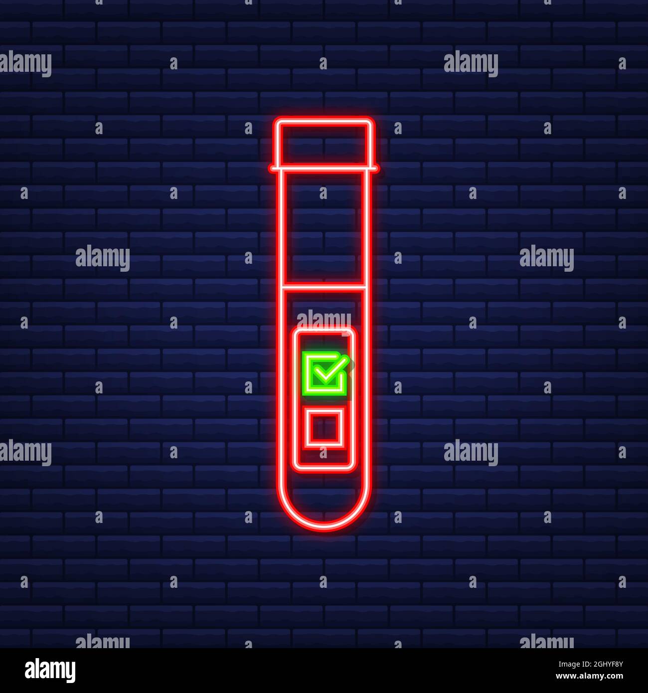 Blood test result in flat style. Chemical laboratory research. Neon ...