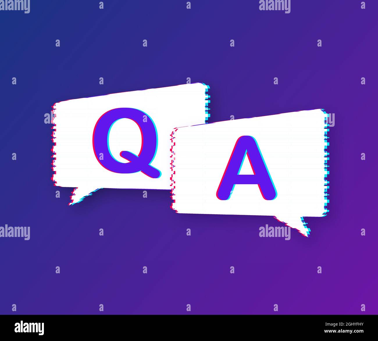 Question and Answer banner. Glitch icon. Megaphone banner. Web design ...
