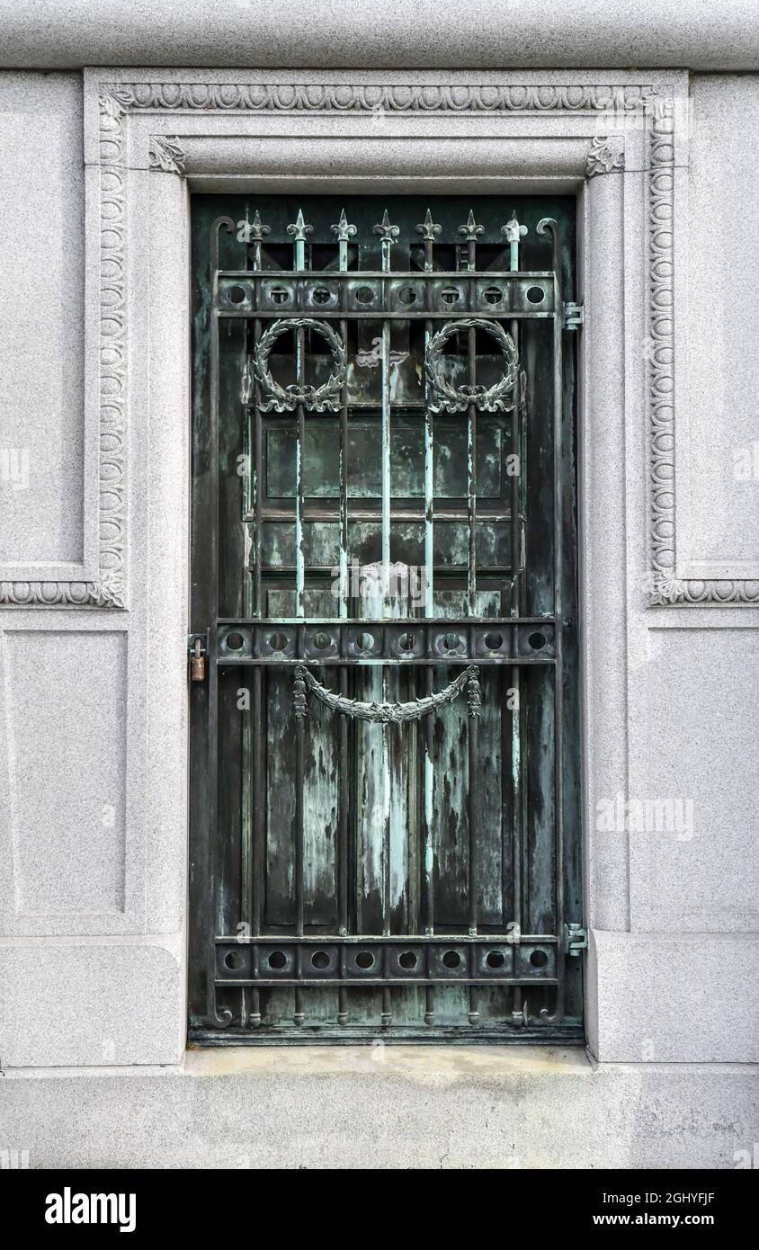 weathered and patina green grave tombstone door Stock Photo - Alamy