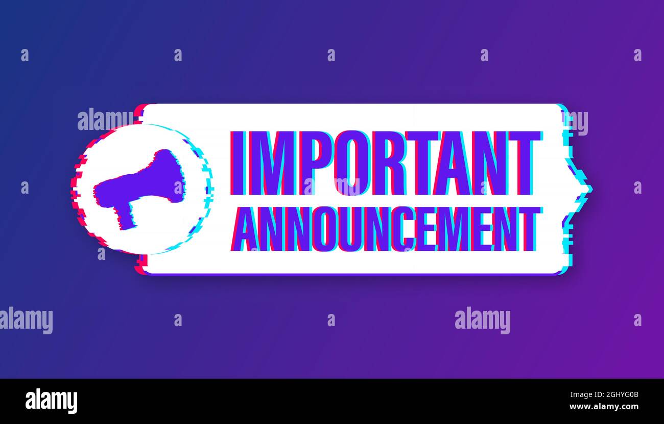 Megaphone with important announcement. Glitch icon. Megaphone banner ...