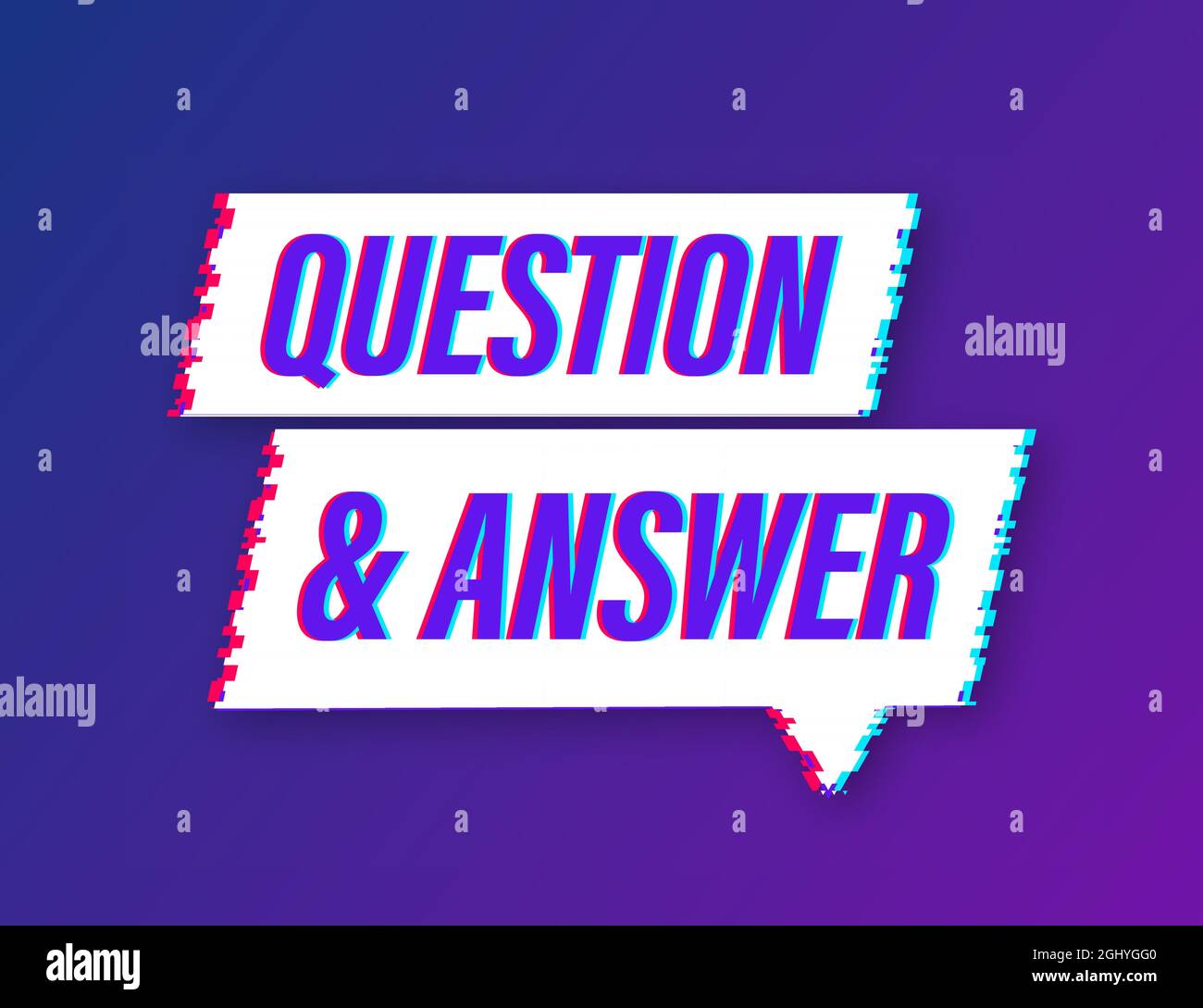 Question and Answer banner. Glitch icon. Megaphone banner. Web design ...