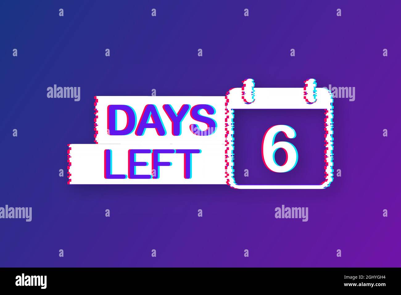6 Days left. Glitch icon. Time icon. Count time sale. Vector stock ...