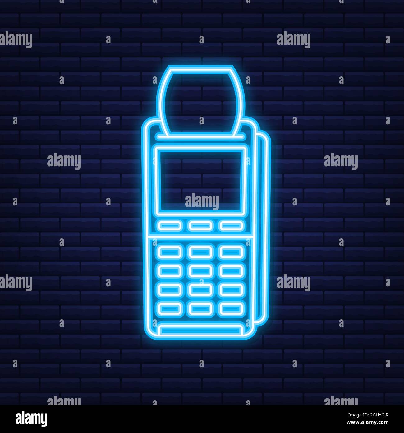 POS Payment terminal. Approved payment. Neon style. Vector illustration ...