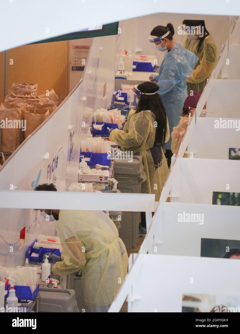 Richmond, Canada. 7th Sep, 2021. Healthcare staff work inside a COVID ...